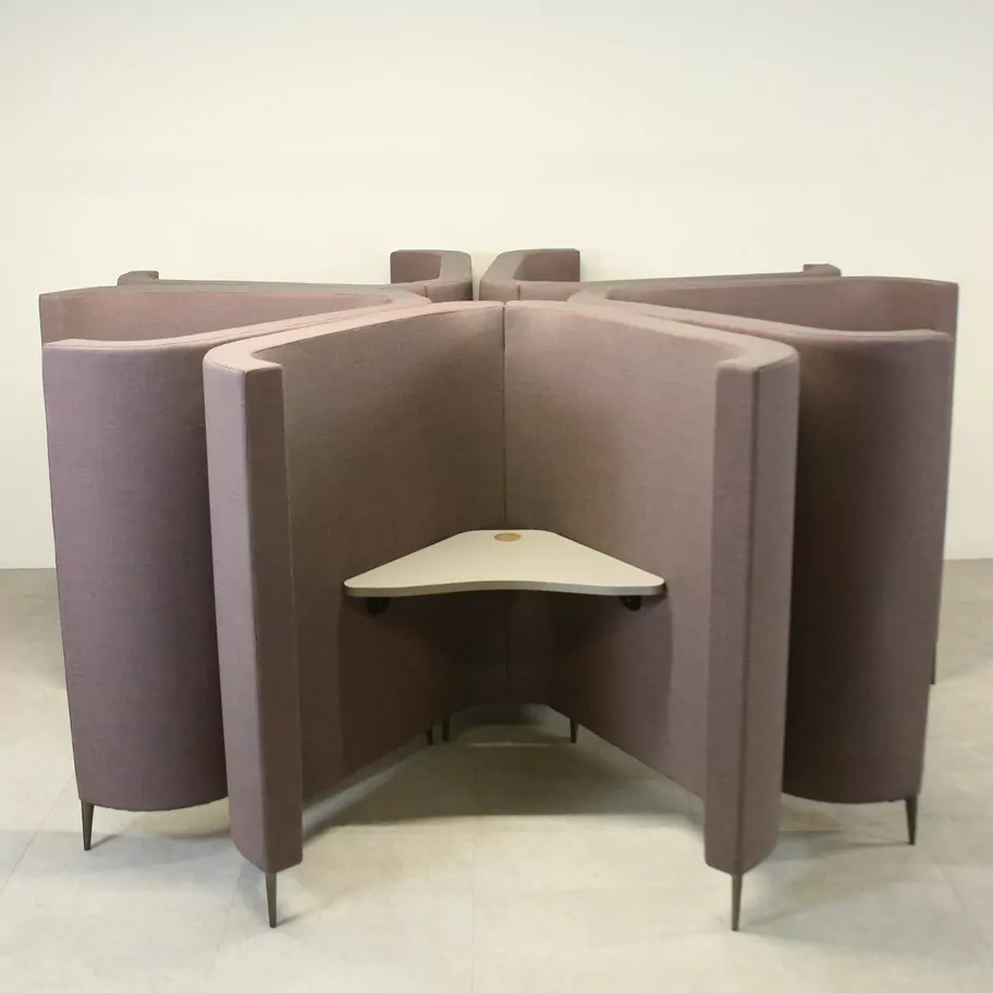 Single Person Focus/Study Booth in Taupe Fabric with Desk - LOF Office ...